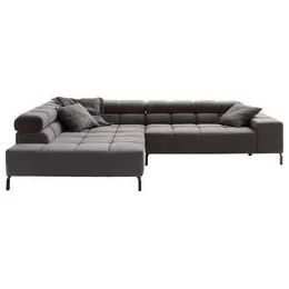 Ecksofa Inosign "Ancona New, wahlweise motorische Sitztiefenverstellung, auch Cord" Sofas Gr. Cord, Recamiere links, ohne Sitztiefenverstellung, schwarz (dunkelgrau) Ecksofa feine Steppung, mit Kopfteilverstellung, 3 Zierkissen, L-Form