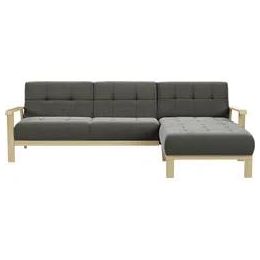 Sit & More Ecksofa SIT & MORE "Billund L-Form" Sofas Gr. B/H/T: 264cm x 88cm x 183cm, Microfaser, Recamiere rechts, ohne Schlaffunktion, braun (schlamm) Armlehnen aus Buchenholz in natur, verschiedene Bezüge und Farben