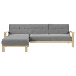 Sit & More Ecksofa SIT & MORE "Billund L-Form" Sofas Gr. B/H/T: 264cm x 88cm x 183cm, Chenille, Recamiere links, ohne Schlaffunktion, grau (gray) Armlehnen aus Buchenholz in natur, verschiedene Bezüge und Farben