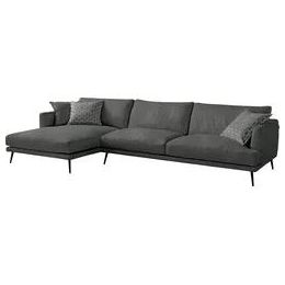 Ecksofa Egoitaliano "Sophia, Designsofa mit extrakomfortablem Sitzkomfort" Sofas Gr. B/H/T: 274cm x 77cm x 154cm, Luxus-Microfaser Lederoptik, Recamiere links, grau (smoke) mit Daunenfederung, L-Form