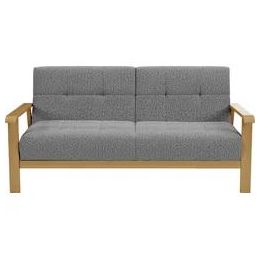 Sit & More 2,5-Sitzer SIT & MORE "Billund" Sofas Gr. B/H/T: 169cm x 88cm x 106cm, Chenille, ohne Schlaffunktion, grau (gray) Armlehnen aus eichefarbigem Buchenholz, verschiedene Bezüge und Farben