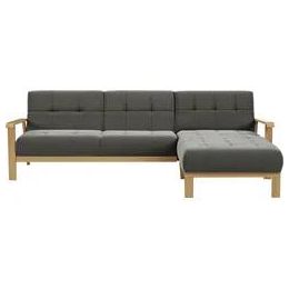 Sit & More Ecksofa SIT & MORE "Billund L-Form" Sofas Gr. B/H/T: 264cm x 88cm x 183cm, Microfaser, Recamiere rechts, mit Schlaffunktion, braun (schlamm) Armlehnen aus eichefarbigem Buchenholz, verschiedene Bezüge und Farben