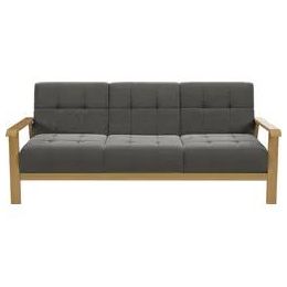 Sit & More 3-Sitzer SIT & MORE "Billund" Sofas Gr. B/H/T: 199cm x 88cm x 106cm, Microfaser, ohne Schlaffunktion, braun (schlamm) Armlehnen aus eichefarbigem Buchenholz, verschiedene Bezüge und Farben