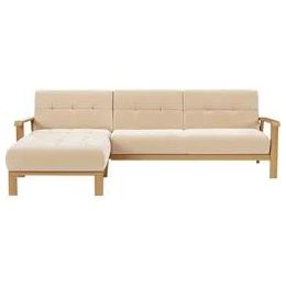 Sit & More Ecksofa SIT & MORE "Billund L-Form" Sofas Gr. B/H/T: 264cm x 88cm x 183cm, Luxus-Microfaser ALTARA NUBUCK, Recamiere links, mit Schlaffunktion, braun (macciato) Armlehnen aus eichefarbigem Buchenholz, verschiedene Bezüge und Farben