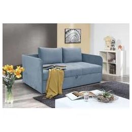 Schlafsofa Alina "Marla" Sofas Gr. B/H/T: 209cm x 73cm x 95cm, Struktur fein XBO, blau (blaugrau xbo 26) inkl. Stauraum und 2 Rückenkissen