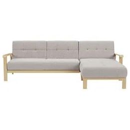 Sit & More Ecksofa SIT & MORE "Billund L-Form" Sofas Gr. B/H/T: 264cm x 88cm x 183cm, Chenille, Recamiere rechts, mit Schlaffunktion, beige (linen) Armlehnen aus Buchenholz in natur, verschiedene Bezüge und Farben