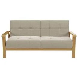 Sit & More 2,5-Sitzer SIT & MORE "Billund" Sofas Gr. B/H/T: 169cm x 88cm x 106cm, Microfaser, ohne Schlaffunktion, beige (nature) Armlehnen aus eichefarbigem Buchenholz, verschiedene Bezüge und Farben