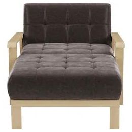 Sit & More Recamiere SIT & MORE "Billund" Sofas Gr. B/H/T: 109cm x 88cm x 185cm, Luxus-Microfaser Vintageoptik, Recamiere beidseitig, ohne Schlaffunktion, grau (anthrazit) Armlehnen aus Buchenholz in natur, verschiedene Bezüge und Farben