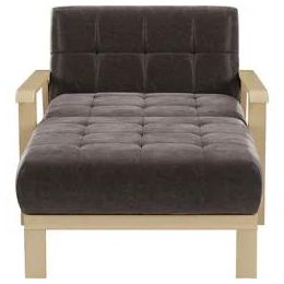 Sit & More Recamiere SIT & MORE "Billund" Sofas Gr. B/H/T: 109cm x 88cm x 185cm, Luxus-Microfaser Vintageoptik, Recamiere beidseitig, mit Schlaffunktion, grau (anthrazit) Armlehnen aus Buchenholz in natur, verschiedene Bezüge und Farben