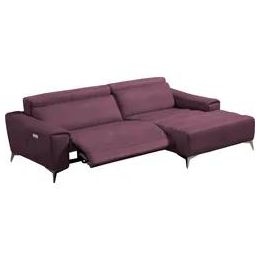 Ecksofa Egoitaliano "Suzette, Designsofa mit hohem Sitzkomfort", lila (plum), B:266cm H:95cm T:163cm, Sofas, mit Recamiere, inkl. 1 elektronischen Relaxfunktion, L-Form
