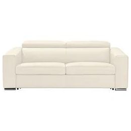 Schlafsofa Egoitaliano "Cabiria, Design und super Sitz- Liegekomfort" Sofas Gr. B/H/T: 226cm x 97cm x 103cm, Leder BULL, beige (cremeweiß) Sofa inkl. Schlaffunktion, Kopfteile verstellbar, mit Metallfüßen