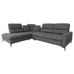 Ecksofa Alina "Louis" Sofas Gr. B/H/T: 286cm x 127cm x 228cm, Struktur fein TCM, Ottomane links, mit Bettfunktion, grau (dunkelgrau tcm 89) Breite 286 cm, Rückenlehnenverstellung, wahlweise mit Bettfunktion