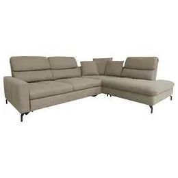 Ecksofa Alina "Louis" Sofas Gr. B/H/T: 286cm x 127cm x 228cm, Struktur fein TCM, Ottomane rechts, mit Bettfunktion, beige (beige tcm 12) Breite 286 cm, Rückenlehnenverstellung, wahlweise mit Bettfunktion