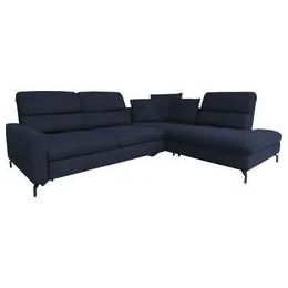 Ecksofa Alina "Louis" Sofas Gr. B/H/T: 286cm x 127cm x 228cm, Struktur fein TCM, Ottomane rechts, ohne Bettfunktion, blau (dunkelblau tcm 96) Breite 286 cm, Rückenlehnenverstellung, wahlweise mit Bettfunktion