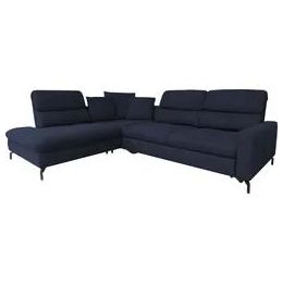 Ecksofa Alina "Louis" Sofas Gr. B/H/T: 286cm x 127cm x 228cm, Struktur fein TCM, Ottomane links, ohne Bettfunktion, blau (dunkelblau tcm 96) Breite 286 cm, Rückenlehnenverstellung, wahlweise mit Bettfunktion