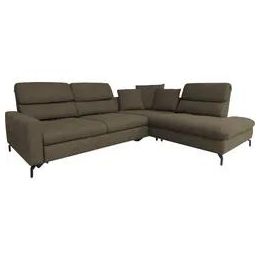 Ecksofa Alina "Louis" Sofas Gr. B/H/T: 260cm x 127cm x 228cm, Struktur fein TCM, Ottomane rechts, mit Bettfunktion, grau (beigegrau tcm 149) Breite 260 cm, Rückenlehnenverstellung, wahlweise mit Bettfunktion