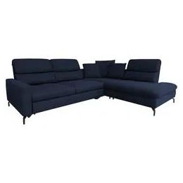 Ecksofa Alina "Louis" Sofas Gr. B/H/T: 260cm x 127cm x 228cm, Struktur fein TCM, Ottomane rechts, mit Bettfunktion, blau (dunkelblau tcm 96) Breite 260 cm, Rückenlehnenverstellung, wahlweise mit Bettfunktion