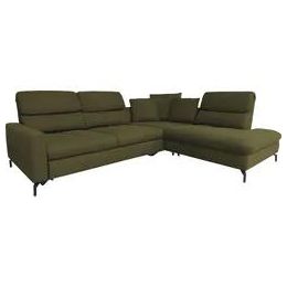 Ecksofa Alina "Louis" Sofas Gr. B/H/T: 260cm x 127cm x 228cm, Struktur fein TCM, Ottomane rechts, mit Bettfunktion, grün (olivgrün tcm 333) Breite 260 cm, Rückenlehnenverstellung, wahlweise mit Bettfunktion