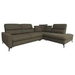 Ecksofa Alina "Louis" Sofas Gr. B/H/T: 286cm x 127cm x 228cm, Struktur fein TCM, Ottomane rechts, mit Bettfunktion, grau (beigegrau tcm 149) Breite 286 cm, Rückenlehnenverstellung, wahlweise mit Bettfunktion