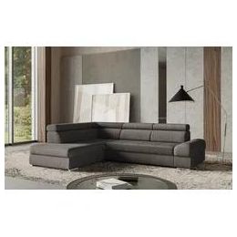Sit & More Ecksofa SIT & MORE "Broadway L-Form", grau (fango), B:270cm H:79cm T:213cm, 100% Polyester, Sofas, mit verstellbaren Kopfteilen, wahlweise mit Bettfunktion