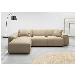 Ecksofa Andas "Glimminge L-Form auch in Breitcord, Feincord + Easy care-Bezug" Sofas Gr. B/H/T: 264cm x 71cm x 191cm, Feincord, Ottomane rechts, beige (sand) Breite 264, Zierkissen