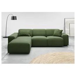 Ecksofa Andas "Glimminge L-Form auch in Breitcord, Feincord + Easy care-Bezug" Sofas Gr. B/H/T: 264cm x 71cm x 191cm, Feincord, Ottomane rechts, grün (oliv) Breite 264, Zierkissen