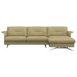 Ecksofa FLEXLUX "Glow, super bequem durch hochwertigem Sitzaufbau mit Federkern, L-Form" Sofas Gr. B/H/T: 273cm x 81cm x 158cm, Bouclé, Chaiselongue rechts, gelb (mustard yellow) Modernes skandinavisches Design