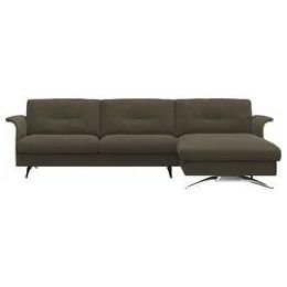 Ecksofa FLEXLUX "Glow, super bequem durch hochwertigem Sitzaufbau mit Federkern, L-Form" Sofas Gr. B/H/T: 273cm x 81cm x 158cm, Lederoptik, Chaiselongue rechts, braun (camel brown) Modernes skandinavisches Design