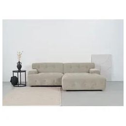 Ecksofa Andas "Jerslev" Sofas Gr. B/H/T: 236cm x 72cm x 161cm, Chenille, Recamiere rechts, beige mit Knopfsteppung, Wellenunterfederung und Kaltschaum