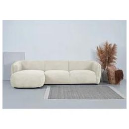 Ecksofa Andas "Ostrup" Sofas Gr. B/H/T: 280cm x 73cm x 152cm, Bouclé, Recamiere links, weiß (ivory) schlichtes modernes Design, in verschiedenen Farben