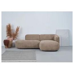 Ecksofa Andas "Ostrup" Sofas Gr. B/H/T: 278cm x 73cm x 152cm, Bouclé, Recamiere rechts, grau (taupe) schlichtes modernes Design, in verschiedenen Farben