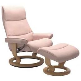 Relaxsessel stressless "View" Sessel Gr. ROHLEDER Stoff Q2 FARON, Cross Base Eiche, Relaxfunktion-Drehfunktion-PlusTMSystem-Gleitsystem, B/H/T: 91cm x 109cm x 83cm, pink (light q2 faron) mit Classic Base, Größe L,Gestell Eiche