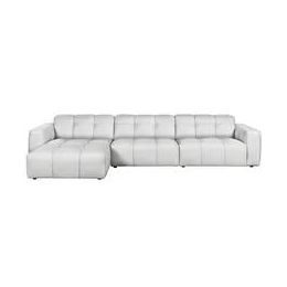 Ecksofa furninova "Chess, Designsofa mit sehr hohem Sitzkomfort, Eyecatcher im Wohnzimmer" Sofas Gr. B/H/T: 351cm x 74cm x 171cm, Recamiere links, weiß mit attraktiver Steppung, im skandinavischen Design