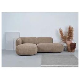 Ecksofa Andas "Ostrup" Sofas Gr. B/H/T: 278cm x 73cm x 152cm, Bouclé, Recamiere links, grau (taupe) schlichtes modernes Design, in verschiedenen Farben