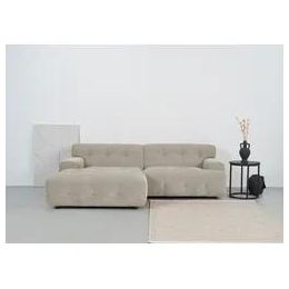 Ecksofa Andas "Jerslev" Sofas Gr. B/H/T: 236cm x 72cm x 161cm, Chenille, Recamiere links, beige mit Knopfsteppung, Wellenunterfederung und Kaltschaum