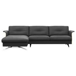 Ecksofa FLEXLUX "Glow, super bequem durch hochwertigem Sitzaufbau mit Federkern, L-Form" Sofas Gr. B/H/T: 273cm x 81cm x 158cm, Echtleder, Chaiselongue links, schwarz (deep black) Modernes skandinavisches Design