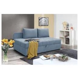 Schlafsofa Alina "Marla" Sofas Gr. B/H/T: 201cm x 73cm x 95cm, Struktur fein XBO, blau (blaugrau xbo 26) inkl. Stauraum und 2 Rückenkissen