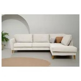 Ecksofa Home Affaire "MARSEILLE 278/202 cm, L-Form, Ottom. rechts/links" Sofas Gr. B/H/T: 278cm x 88cm x 202cm, Cord, Ottomane rechts, beige (natural) mit Massivholzbeinen aus Eiche, verschiedene Bezüge und Farbvarianten