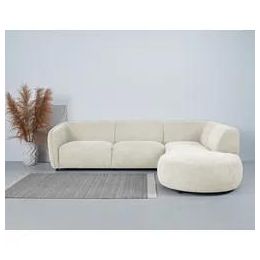 Ecksofa Andas "Ostrup" Sofas Gr. B/H/T: 281cm x 73cm x 182cm, Bouclé, Ottomane rechts, weiß (ivory) schlichtes modernes Design, in verschiedenen Farben