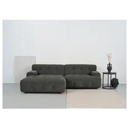 Ecksofa Andas "Jerslev" Sofas Gr. B/H/T: 236cm x 72cm x 161cm, Chenille, Recamiere links, grau (anthrazit) mit Knopfsteppung, Wellenunterfederung und Kaltschaum