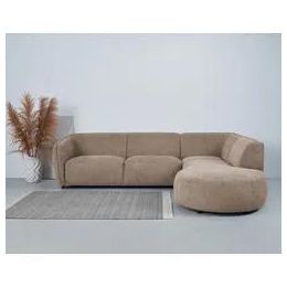 Ecksofa Andas "Ostrup" Sofas Gr. B/H/T: 281cm x 73cm x 182cm, Bouclé, Ottomane rechts, grau (taupe) schlichtes modernes Design, in verschiedenen Farben