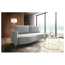 Loungesofa exxpo - SOFA FASHION "mit toller Kontrastnaht, Solitärmöbel, bequem, schmale Armlehne" Sofas Gr. B/H/T: 212cm x 93cm x 114cm, Armlehne links, grau Lounge-Sofa Schlafsofa mit Bettfunktion und Bettkasten, komfortabler Federkern