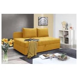 Schlafsofa Alina "Marla" Sofas Gr. B/H/T: 201cm x 73cm x 95cm, Struktur fein XBO, gelb (gelb xbo 5) inkl. Stauraum und 2 Rückenkissen