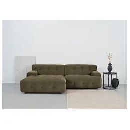 Ecksofa Andas "Jerslev" Sofas Gr. B/H/T: 236cm x 72cm x 161cm, Chenille, Recamiere links, grün mit Knopfsteppung, Wellenunterfederung und Kaltschaum