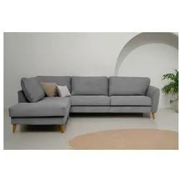 Ecksofa Home Affaire "MARSEILLE 278/202 cm, L-Form, Ottom. rechts/links" Sofas Gr. B/H/T: 278cm x 88cm x 202cm, Cord, Ottomane links, grau (dunkelgrau) mit Massivholzbeinen aus Eiche, verschiedene Bezüge und Farbvarianten