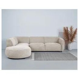 Ecksofa Andas "Ostrup" Sofas Gr. B/H/T: 281cm x 73cm x 182cm, Bouclé, Ottomane links, beige schlichtes modernes Design, in verschiedenen Farben