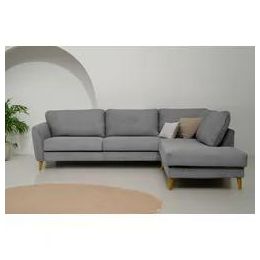 Ecksofa Home Affaire "MARSEILLE 278/202 cm, L-Form, Ottom. rechts/links" Sofas Gr. B/H/T: 278cm x 88cm x 202cm, Cord, Ottomane rechts, grau (dunkelgrau) mit Massivholzbeinen aus Eiche, verschiedene Bezüge und Farbvarianten