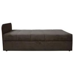 Schlafsofa Alina "Marla" Sofas Gr. B/H/T: 205cm x 73cm x 91cm, Struktur fein XBO, Armlehne links, braun (dunkelbraun xbo 4) inkl. Stauraum, Armlehne wahlweise links ode rechts