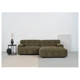 Ecksofa Andas "Jerslev" Sofas Gr. B/H/T: 236cm x 72cm x 161cm, Chenille, Recamiere rechts, grün mit Knopfsteppung, Wellenunterfederung und Kaltschaum