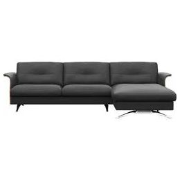 Ecksofa FLEXLUX "Glow, super bequem durch hochwertigem Sitzaufbau mit Federkern, L-Form" Sofas Gr. B/H/T: 273cm x 81cm x 158cm, Echtleder, Chaiselongue rechts, schwarz (deep black) Modernes skandinavisches Design